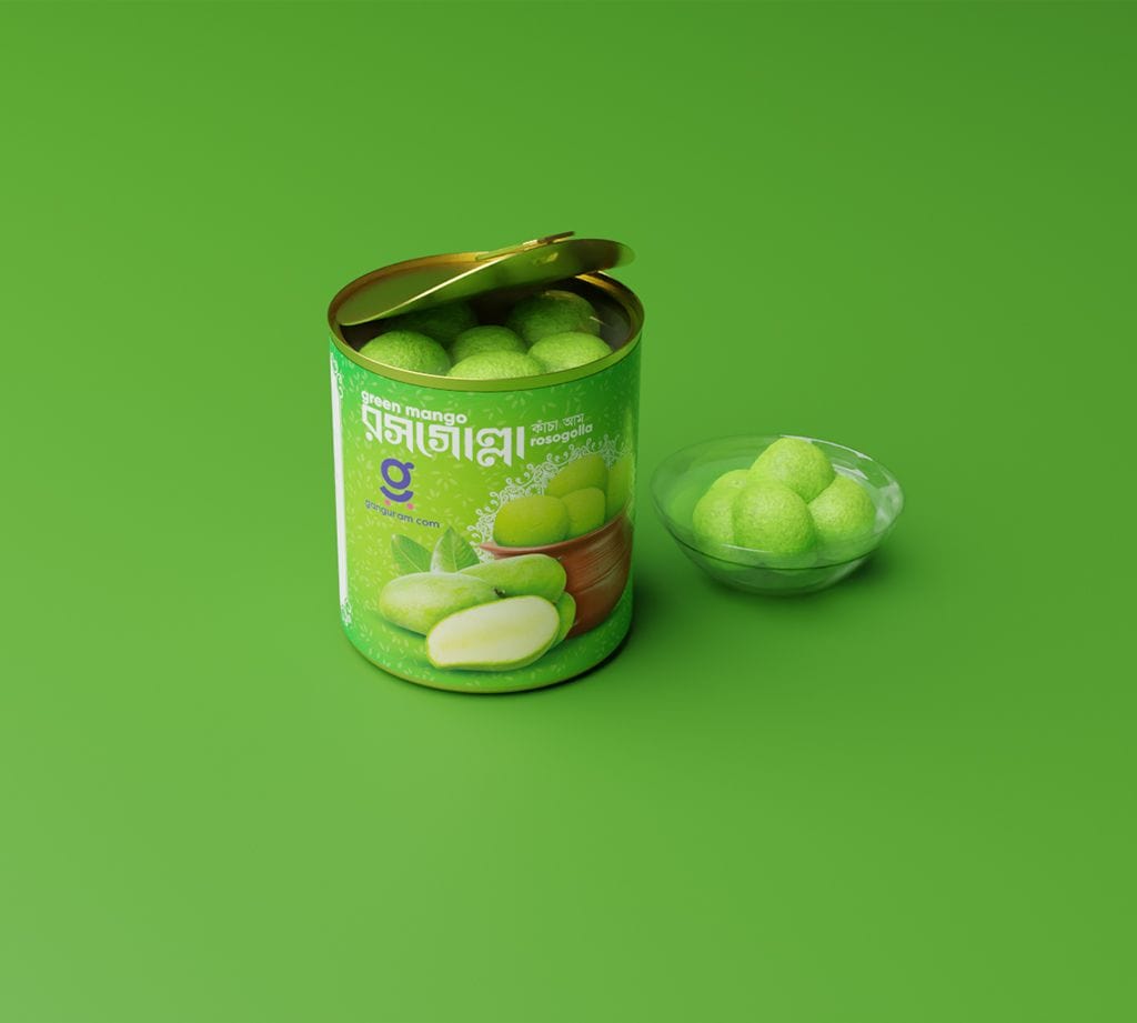 tin green mango rosogolla [1 kilogram] - 20 pieces – Ganguram Sweets