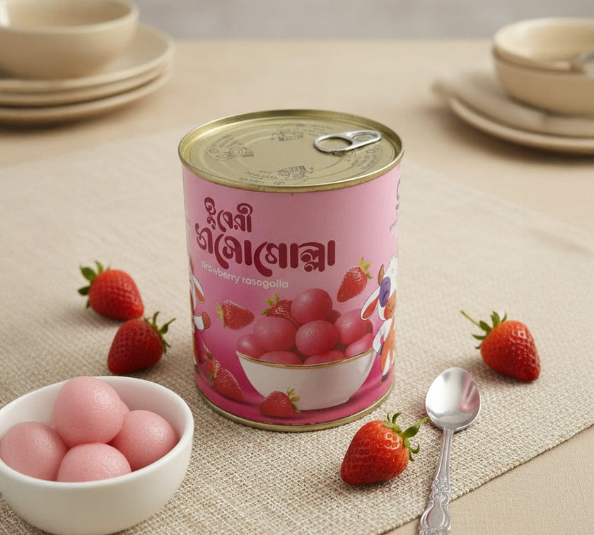 tin strawberry rosogolla [1 kilogram] - 20 pieces – Ganguram Sweets